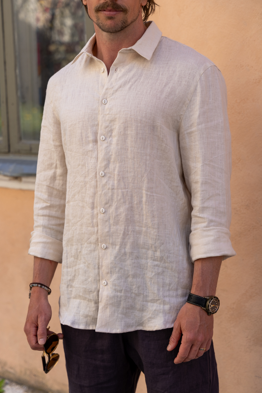 Linneskjorta herr benvit - Lin Living